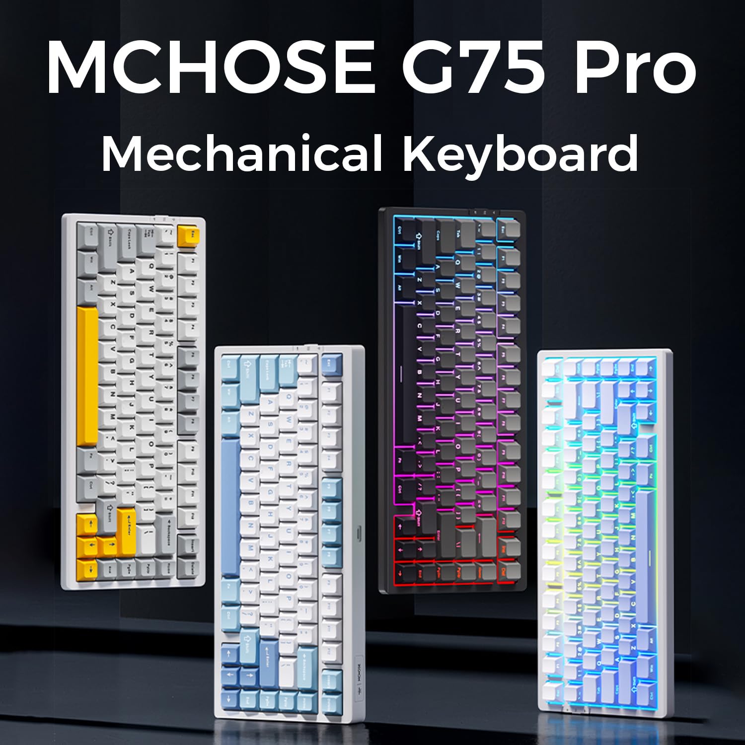 Snapklik.com : MCHOSE G75 Pro Wireless Mechanical Keyboard, 75% Layout, Gasket Mounted, 5 Layers ...