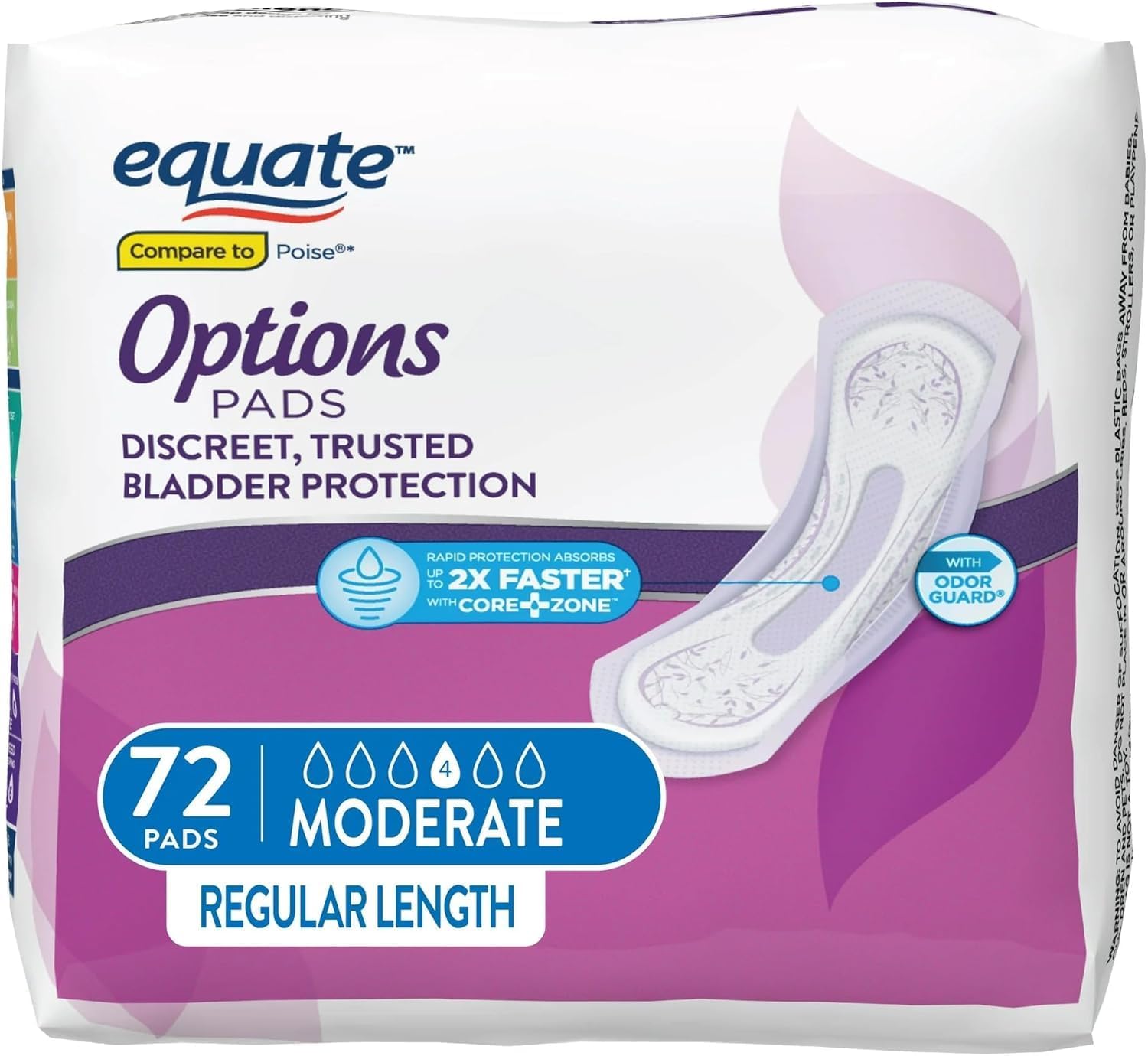 Amazon.com: Equate Options Women's Moderate-Regular Incontinence Pads ...