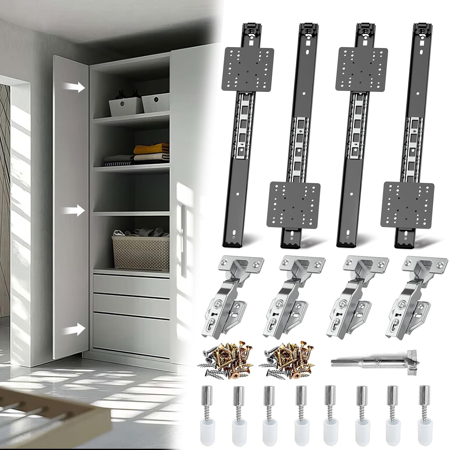 Lipshome Pocket Door Slides, Pivot Door Slide Hardware Inset,Cabinet ...