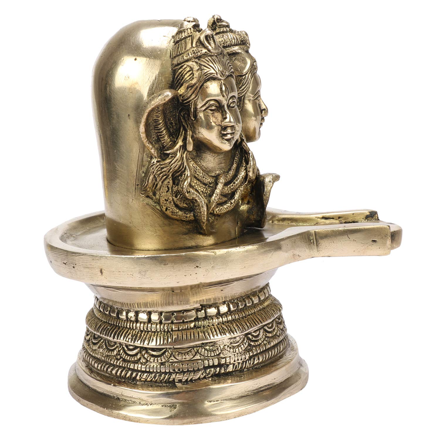 Buy ARTVARKO Brass Metal Large Shivling Murti Idol Three Faces Shiva ...