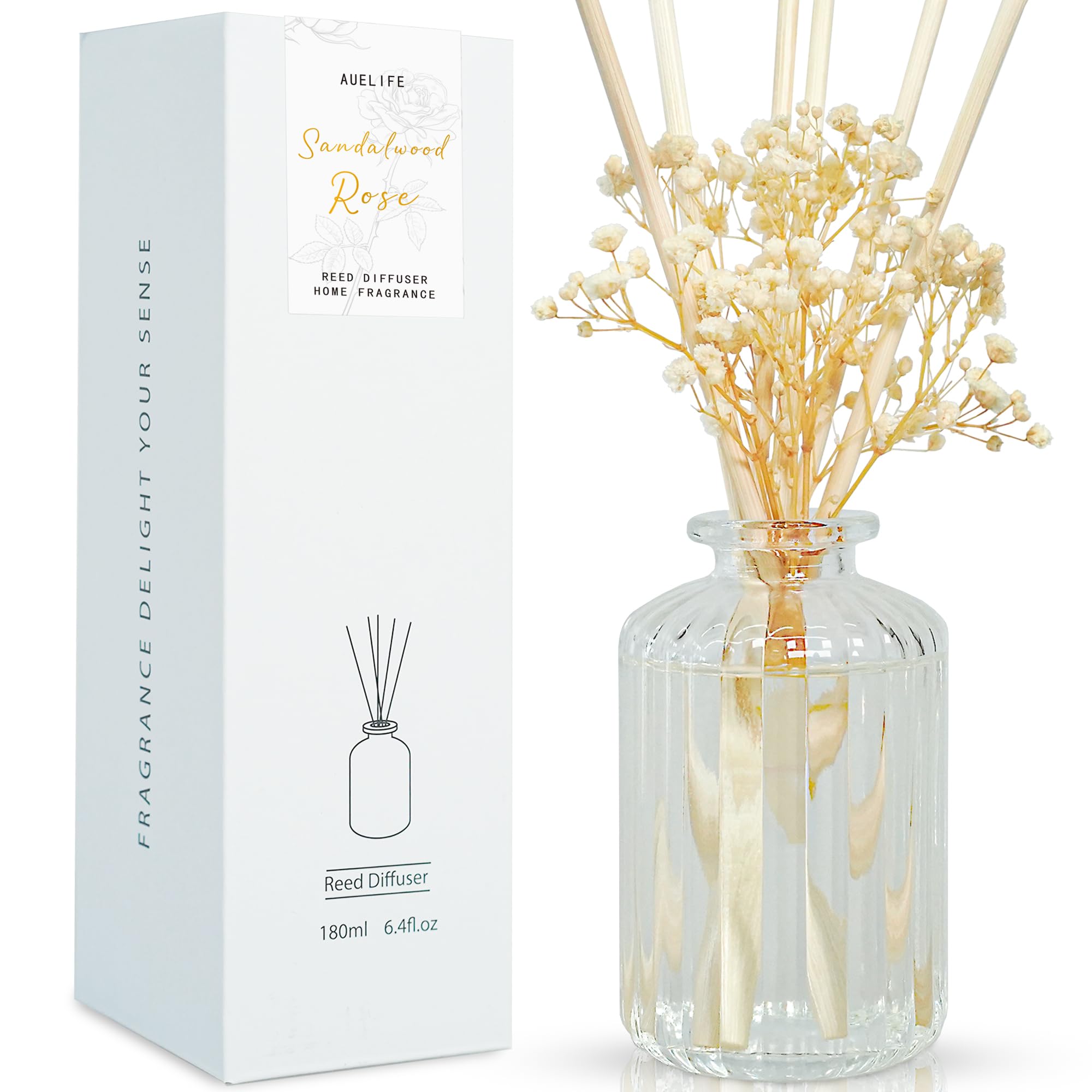Amazon.com: Auelife Reed Diffuser Set, 6.4 oz Sandalwood Rose Scented ...