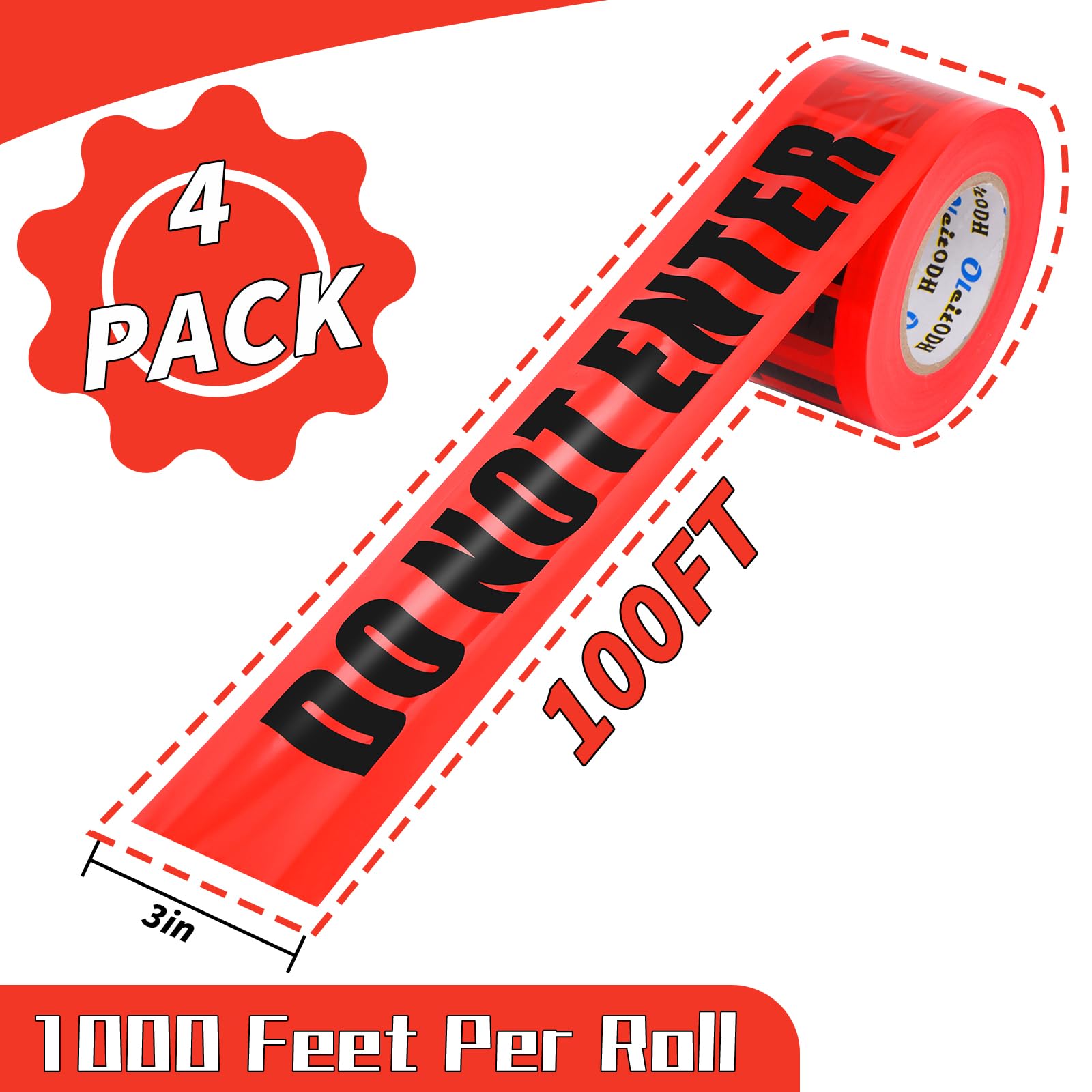 Snapklik.com : Oleitodh Red Do Not Enter Tape 4 Pack 3 Inch X 1000 Feet ...