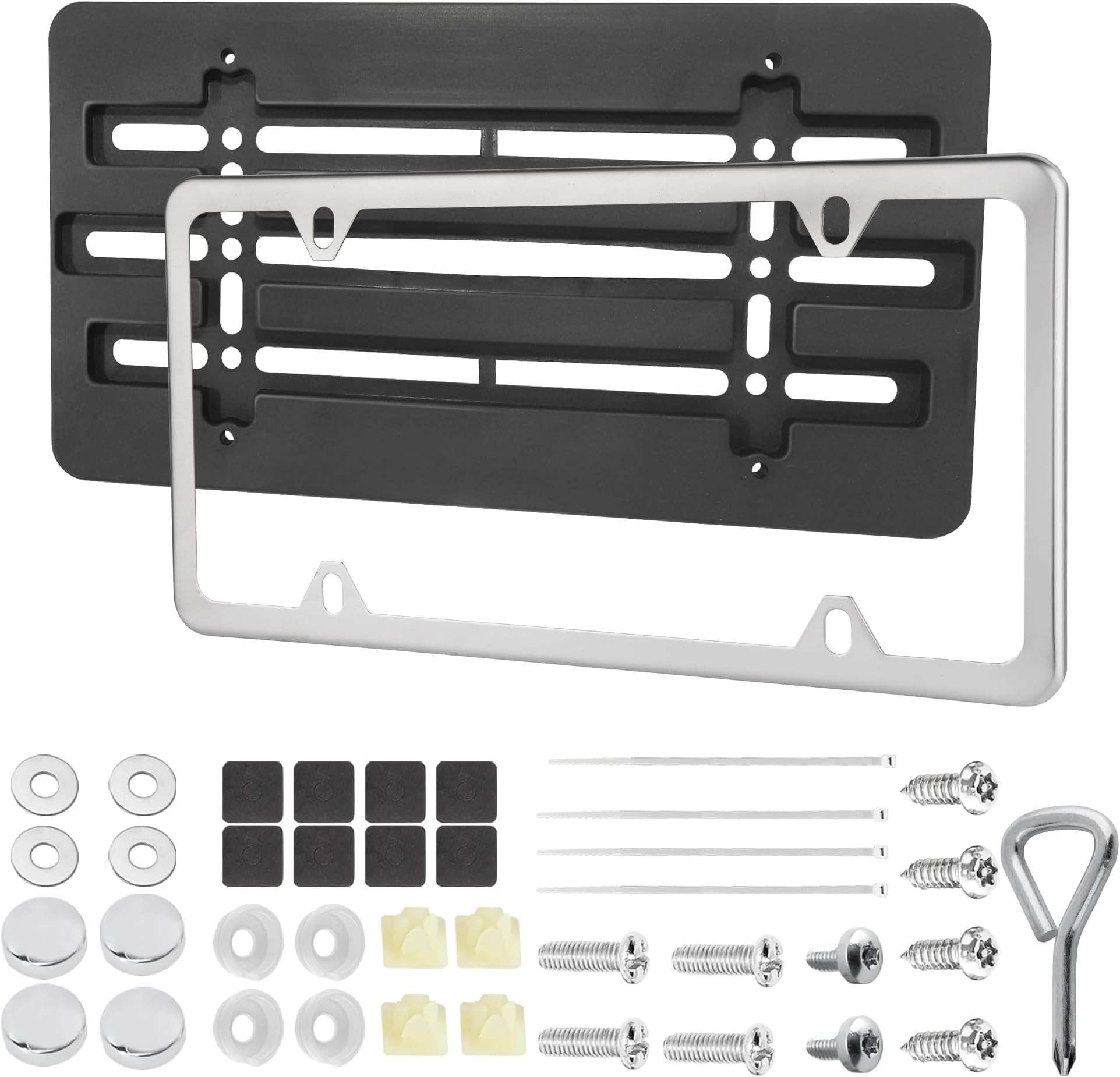 Amazon.com: RED WOLF Car License Plate Bracket w/Chrome Polished ...