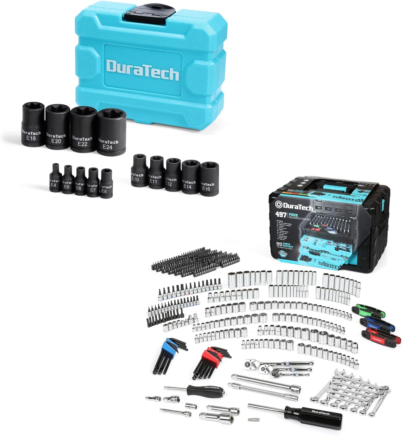 DURATECH 14-Piece External Star Impact Socket Set+DURATECH 497-Piece ...