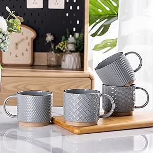Amazon.com: GBHOME 12OZ Stackable Coffee Mugs, Ceramic Coffee Mugs with ...