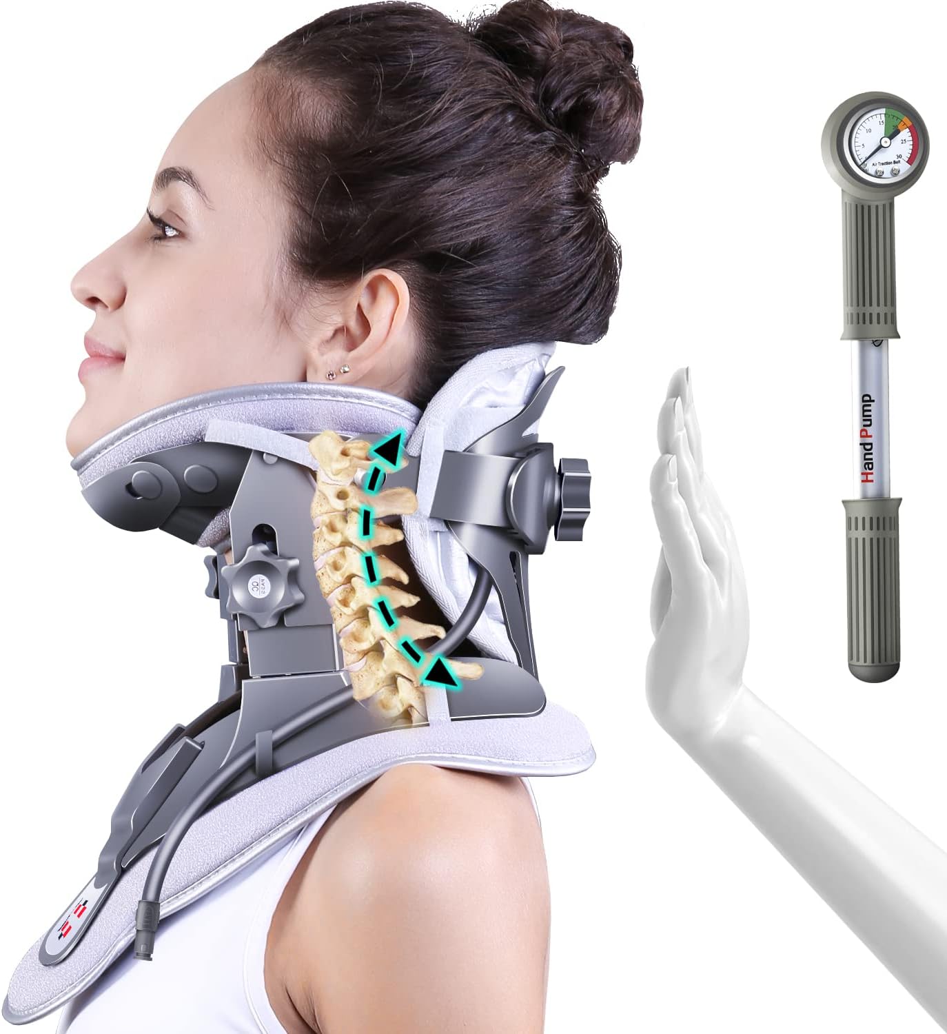 Cervical Neck Traction Device with 3 Power Tractions and 8 Built-in ...