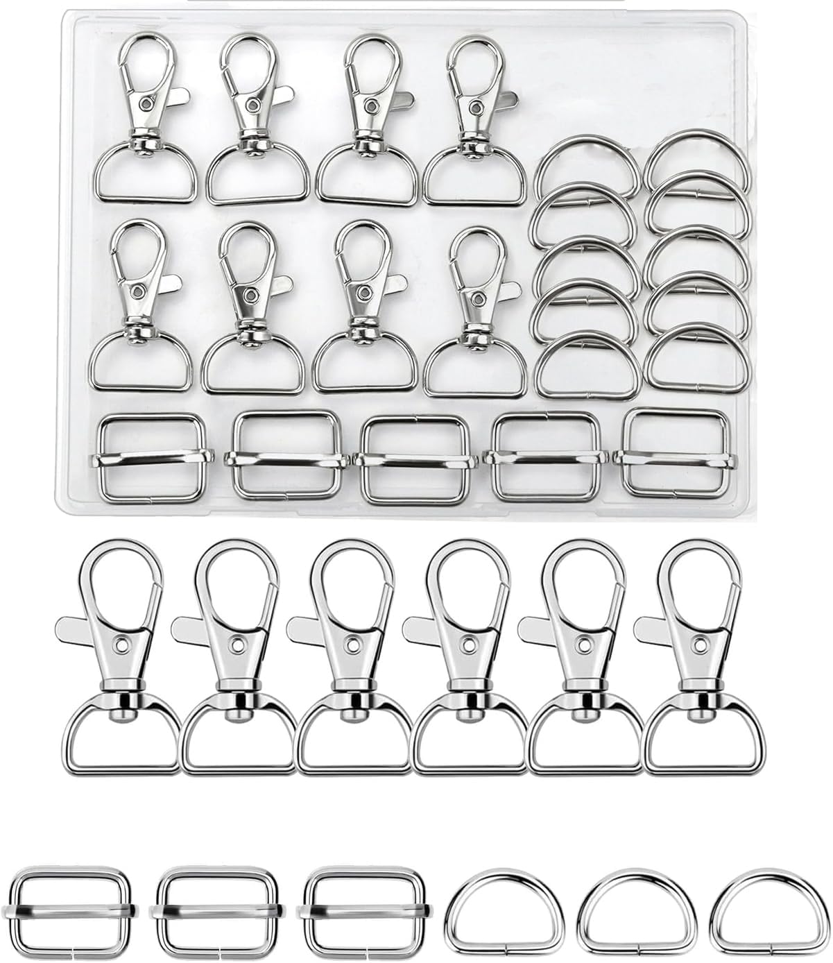 UCLEVER 30pcs Swivel Snap Hooks Kit, D Rings for Purse and Slide ...