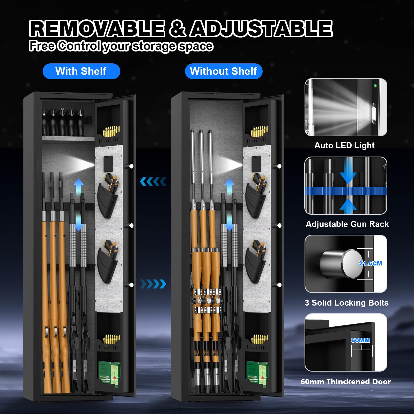 Snapklik.com : KARUIKEV 3-5 Large Gun Safes For Home Rifle And Pistols ...