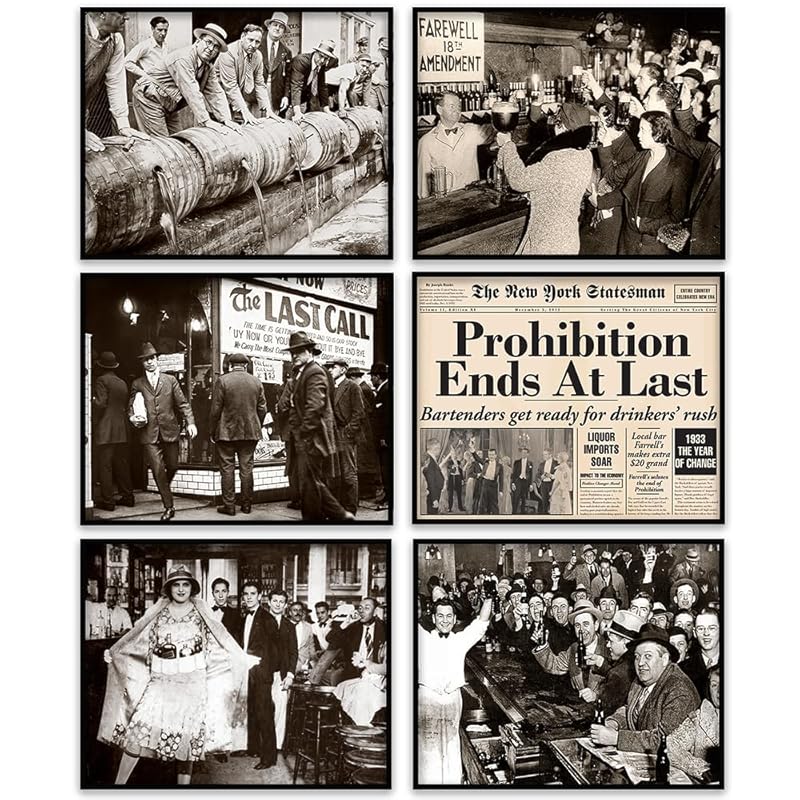 Amazon.com: Vintage Prohibition Era Wall Art Set of 6 8x10 Unframed ...