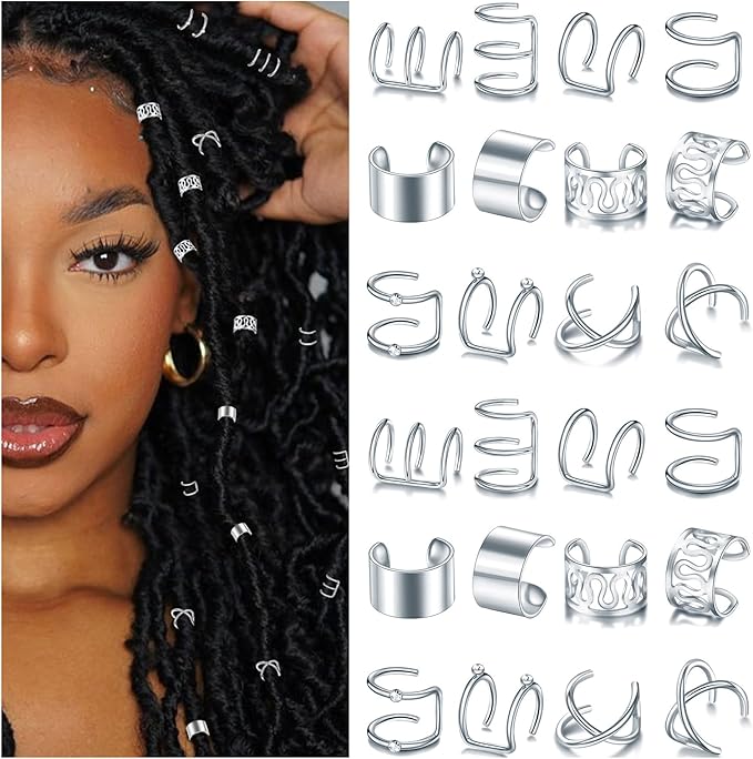 NAISKA 24PCS Hair Jewelry for Braids with Crystal Rhinestone Loc ...