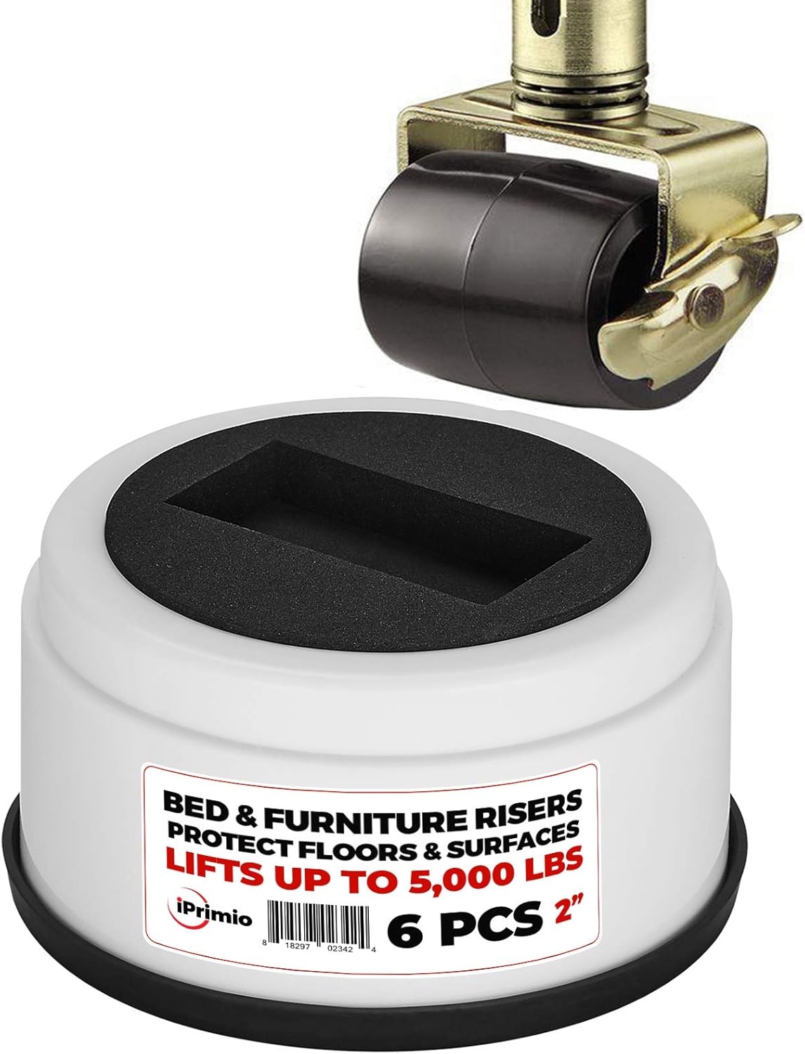 Amazon.com: iPrimio Stackable Bed Risers, Fits Caster Wheels - Round, 6 ...