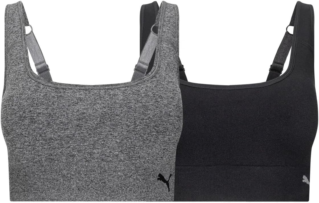 PUMA Women's Performance 2-Pack Seamless Sports Bras for Women with ...