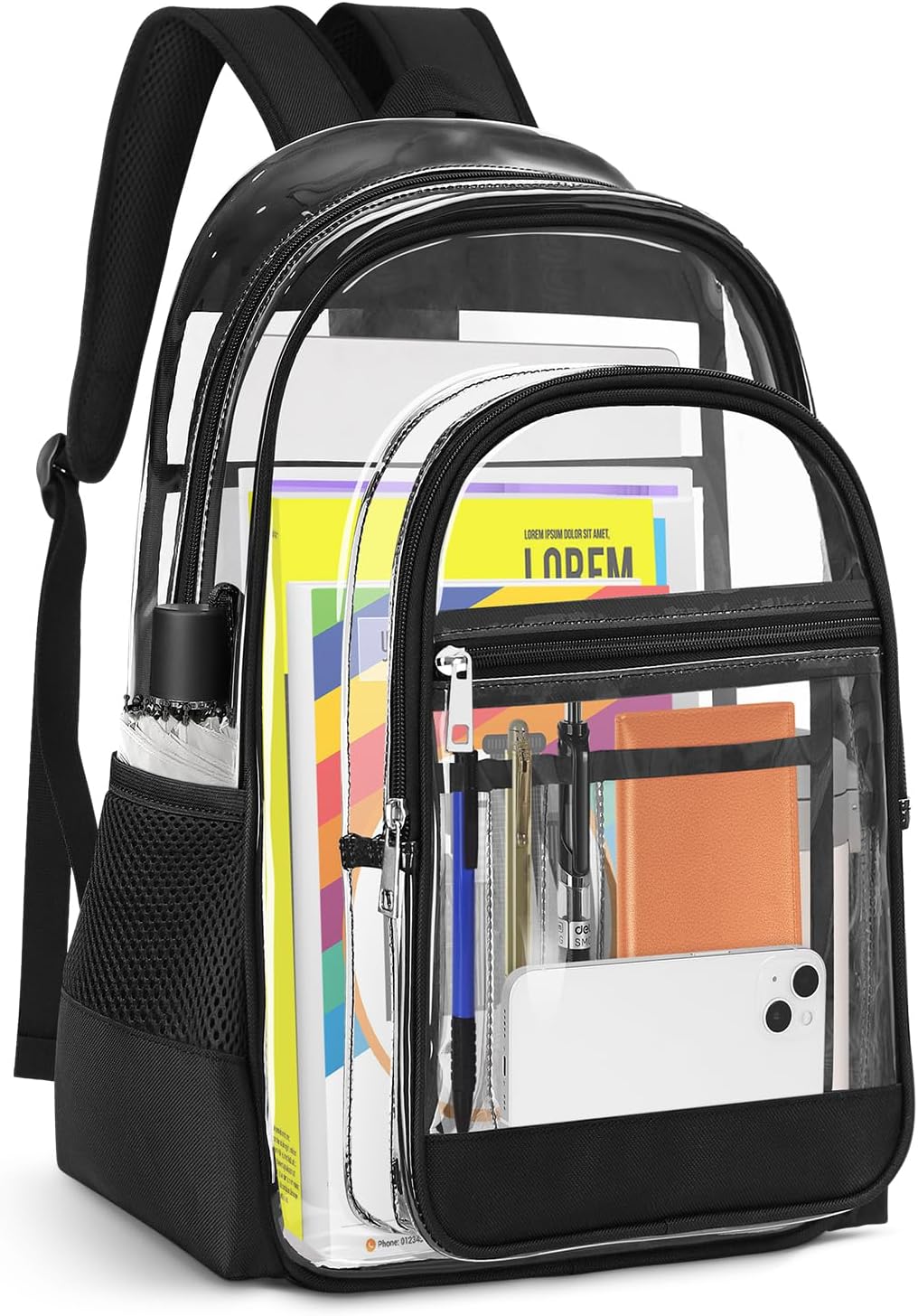 Amazon.com | MUSEVOS Clear Backpack, Heavy Duty See Through Book Bag for School, Work, Security ...