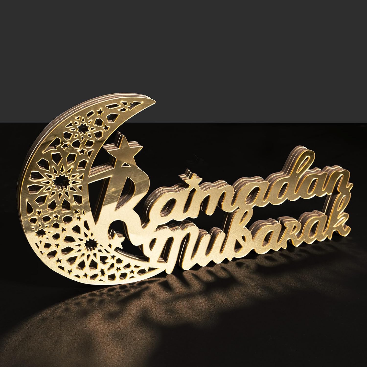 Amazon.com: flangairy Wooden Acrylic Ramadan Mubarak Sign, Gold Ramadan ...