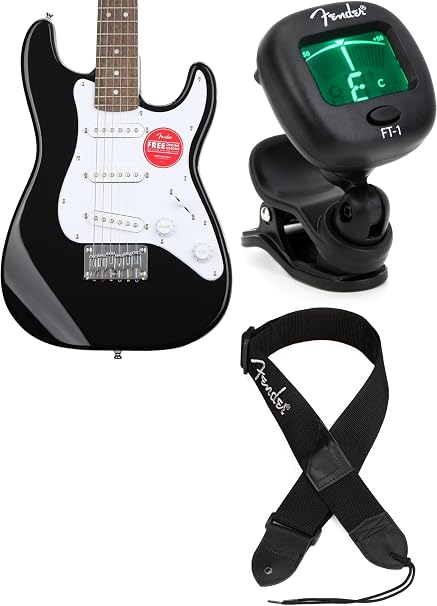 Amazon.com: Fender Squier Mini Stratocaster Electric Guitar - Black ...