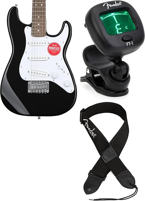 Amazon.com: Fender Squier Mini Stratocaster Electric Guitar - Black ...