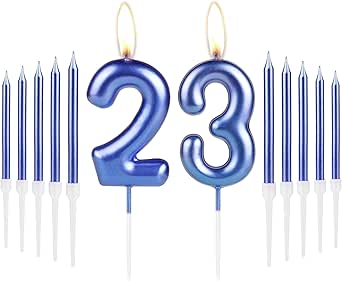 Amazon.com: iNINGER Dark Blue Number 23 Candles, Long Stick Candles for ...