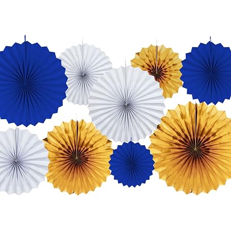 Amazon.com: AIM & GGKK Gold Navy Blue and White Round Paper Ceiling ...
