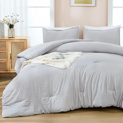 Amazon.com: Andency Light Grey Comforter King Size - 7 Pieces Gray Bed ...