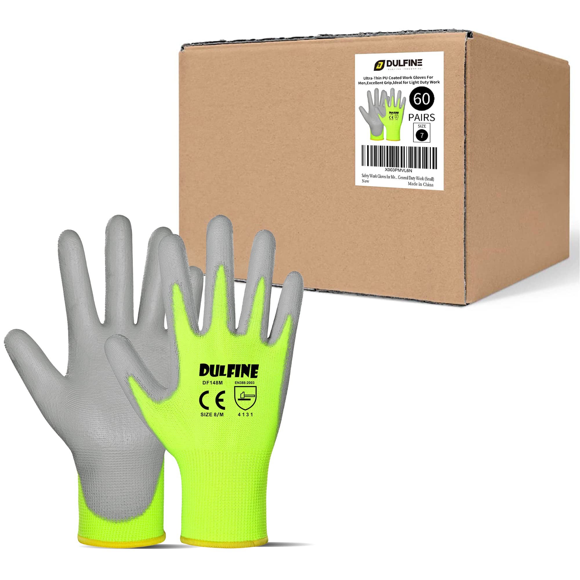 Snapklik.com : DULFINE Safety Work Gloves For Men PU Coated 60 Pairs ...