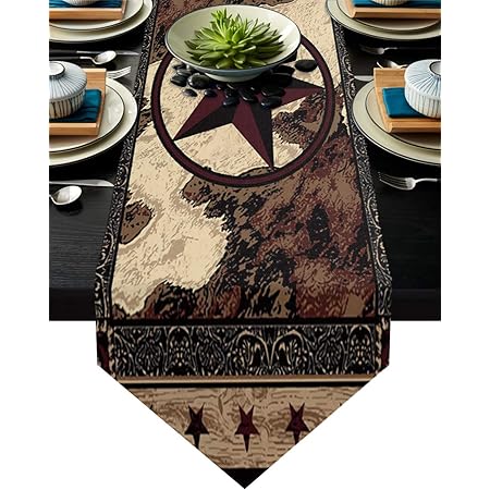 Amazon.com: Linen Watercolor Cow Print Table Runner 72 Inches Long ...