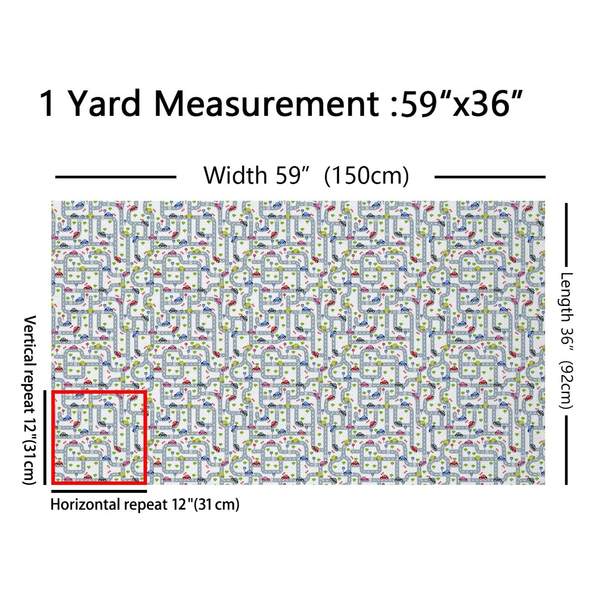 Snapklik.com : Cartoon Car Road Fabric By The Yard, Kids Car Race Track ...