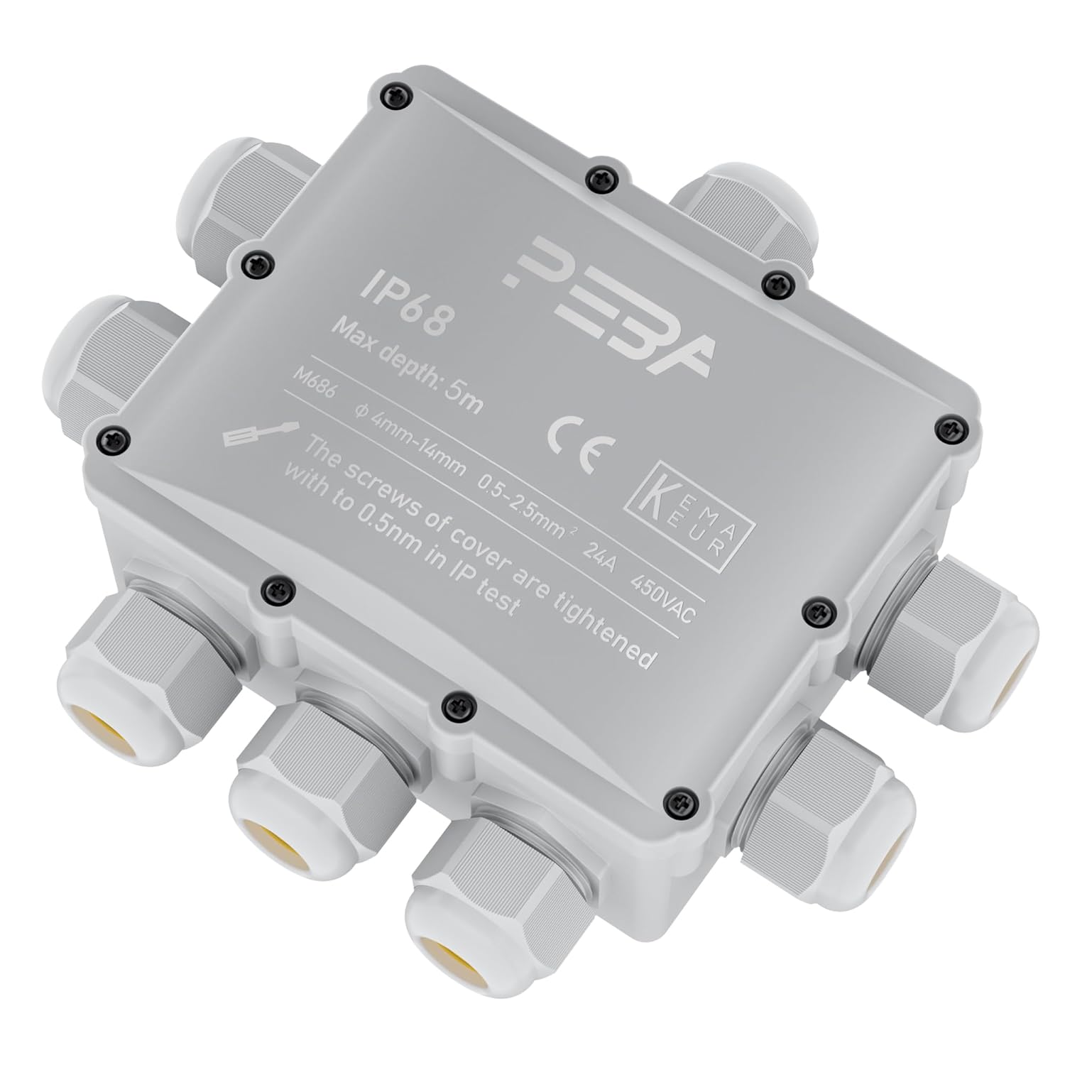 Waterproof 8-Way Junction Box IP68 Outdoor Cable Square Electrical ...