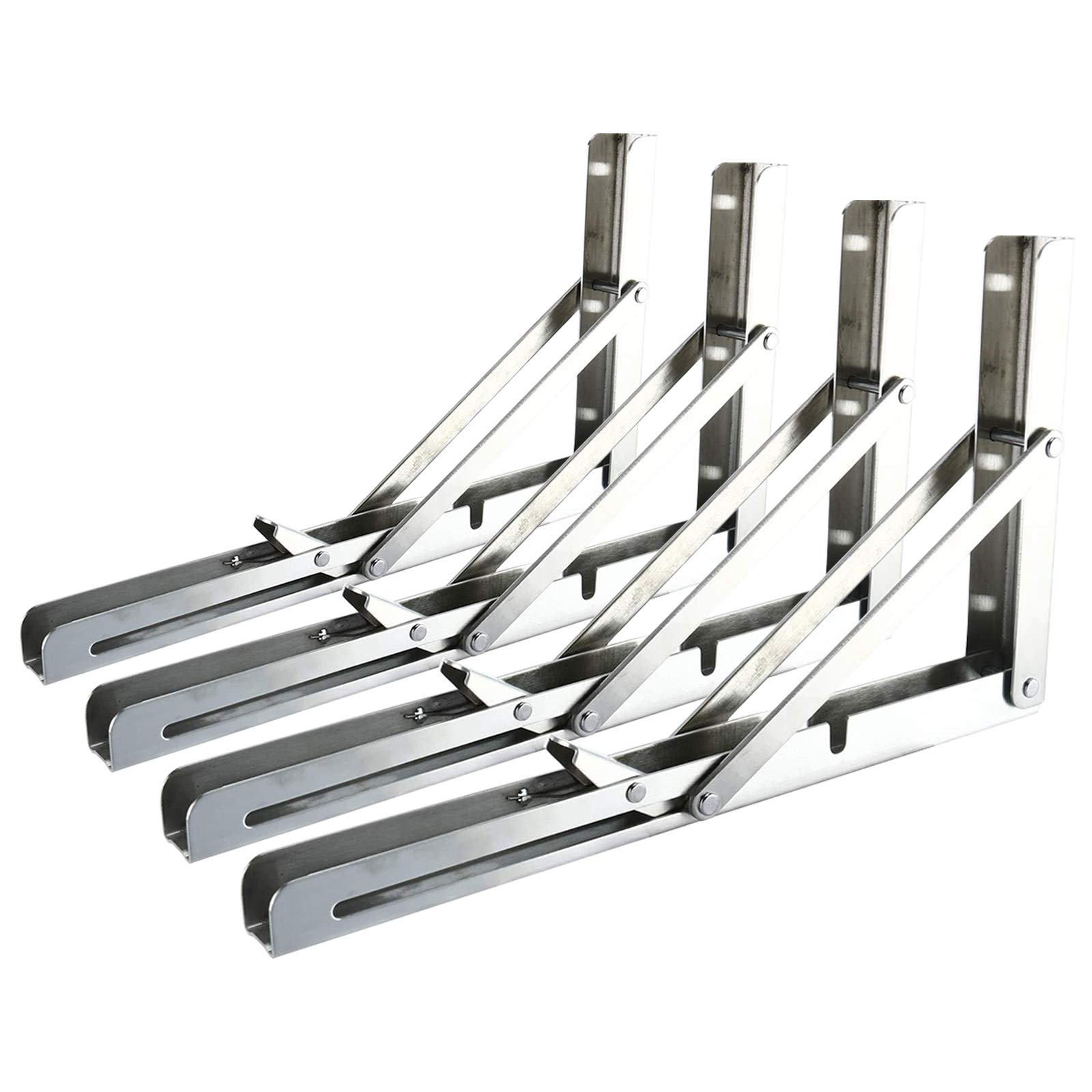 Buy Amarine-made 4 Pack Stainless Steel Folding Shelf Brackets Bench ...