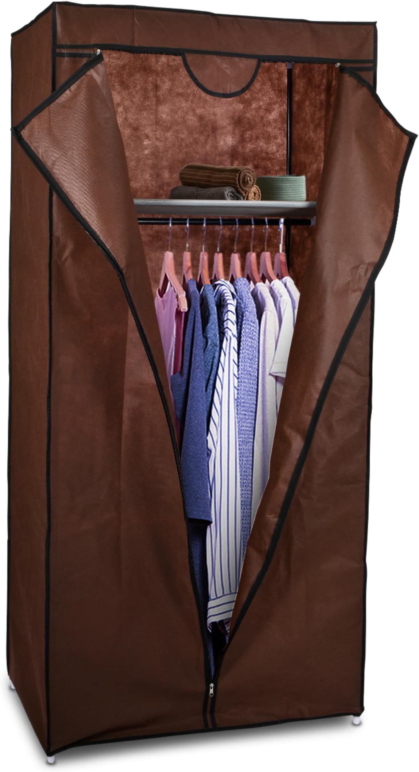 Hododou Portable Wardrobe Single Canvas Wardrobe Cupboard Clothes ...