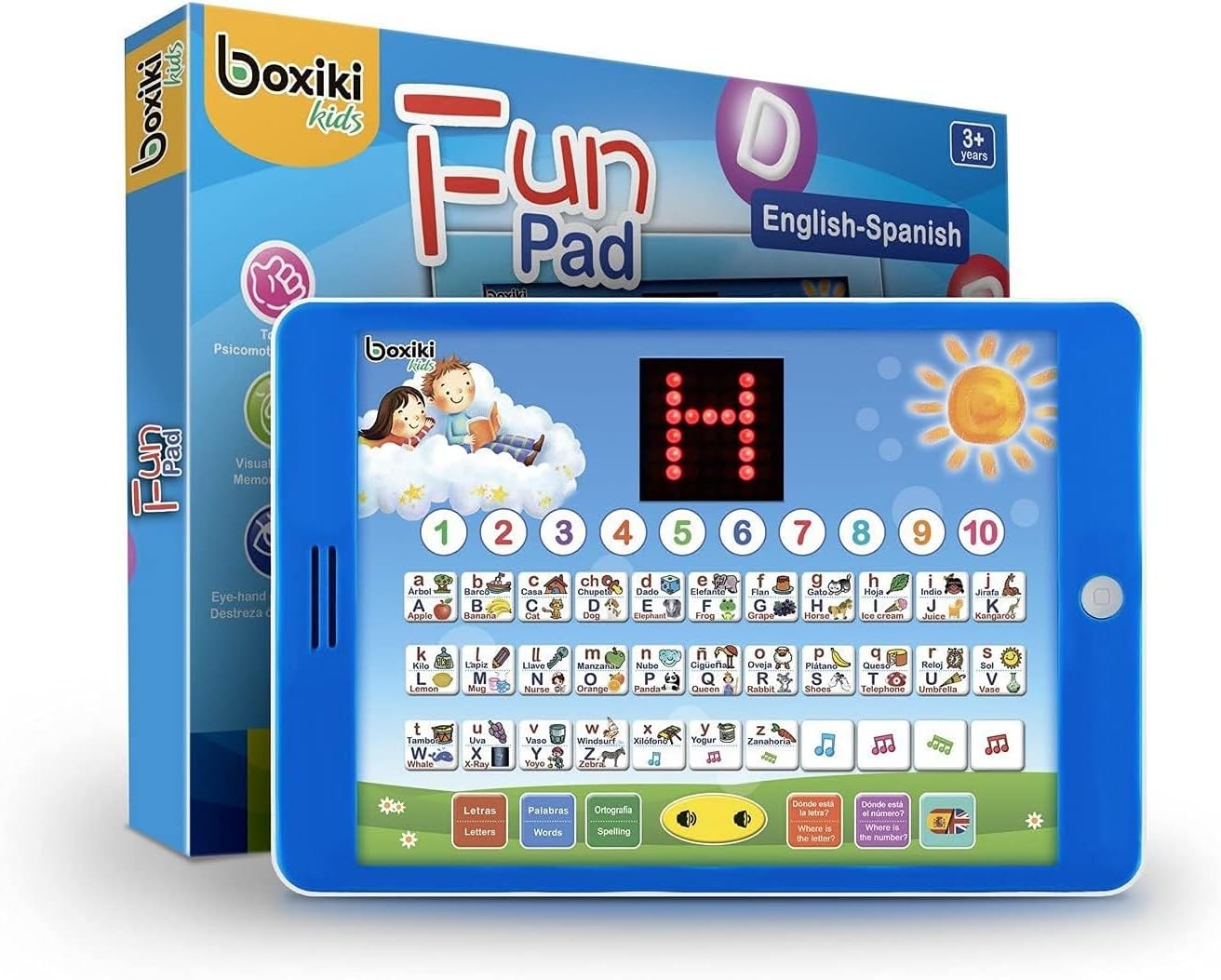 Spanish Learning Tablet Educational Toy by Boxiki Kids. Touch-and-Learn ...