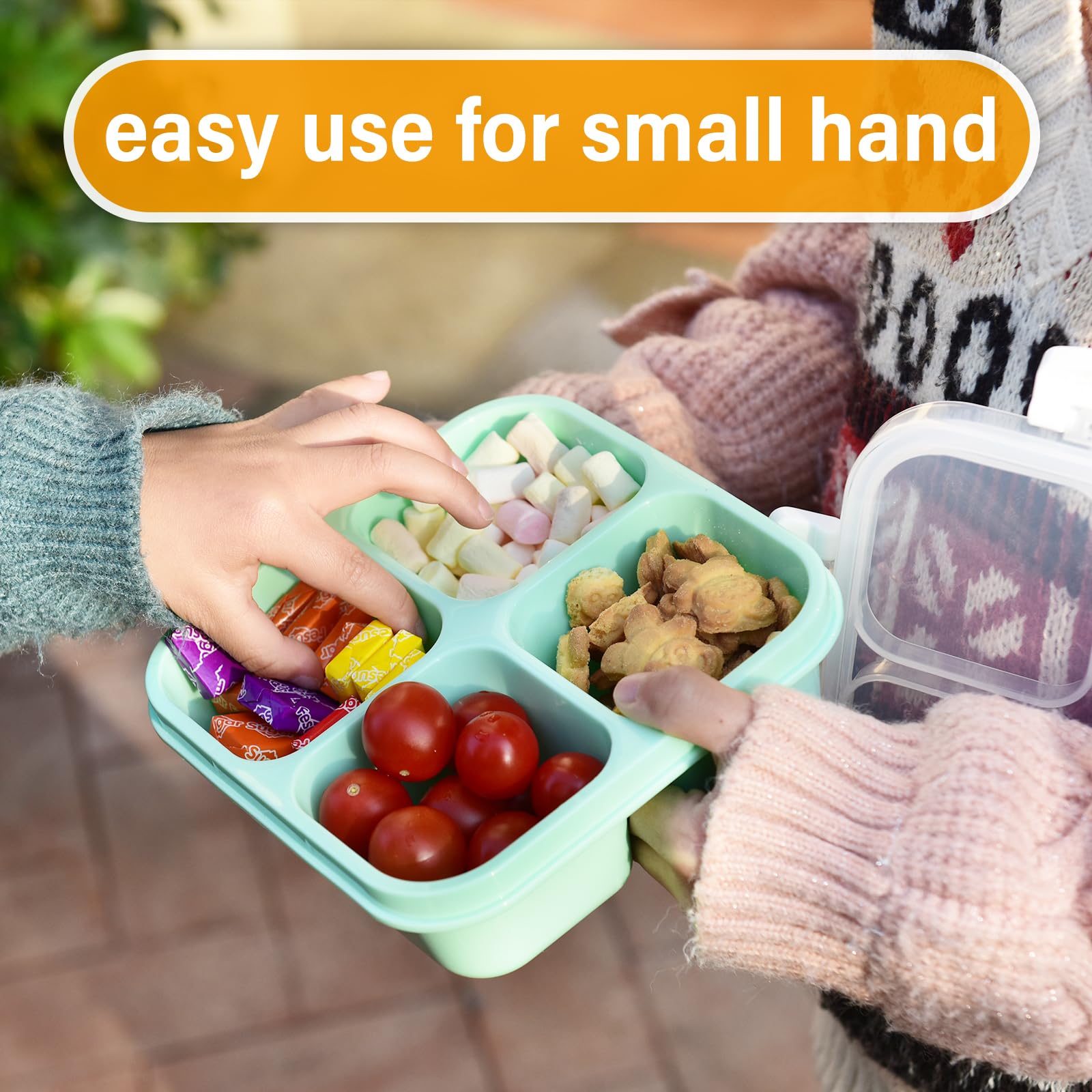 Snapklik.com : BPA Free Snack Containers,4 Compartments Food Container ...