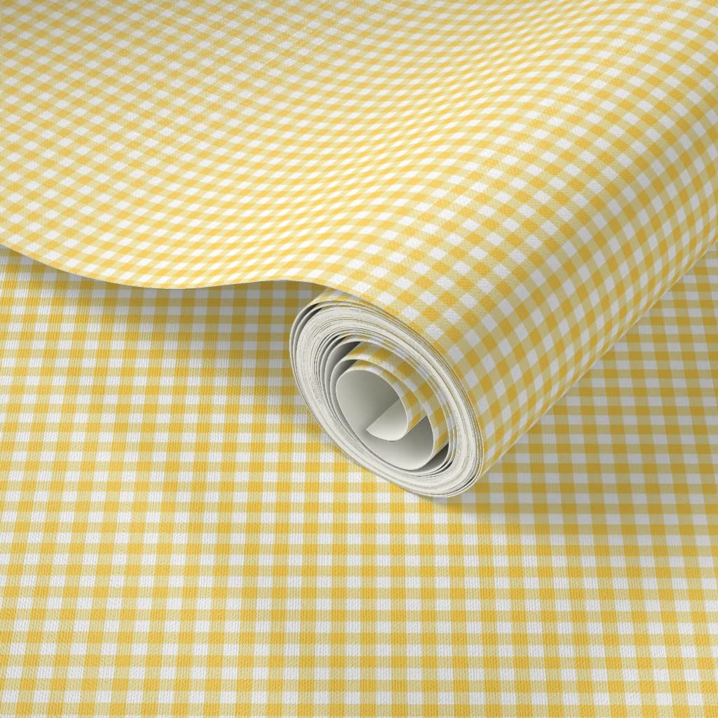 Wallpaper Gingham Yellow Striped