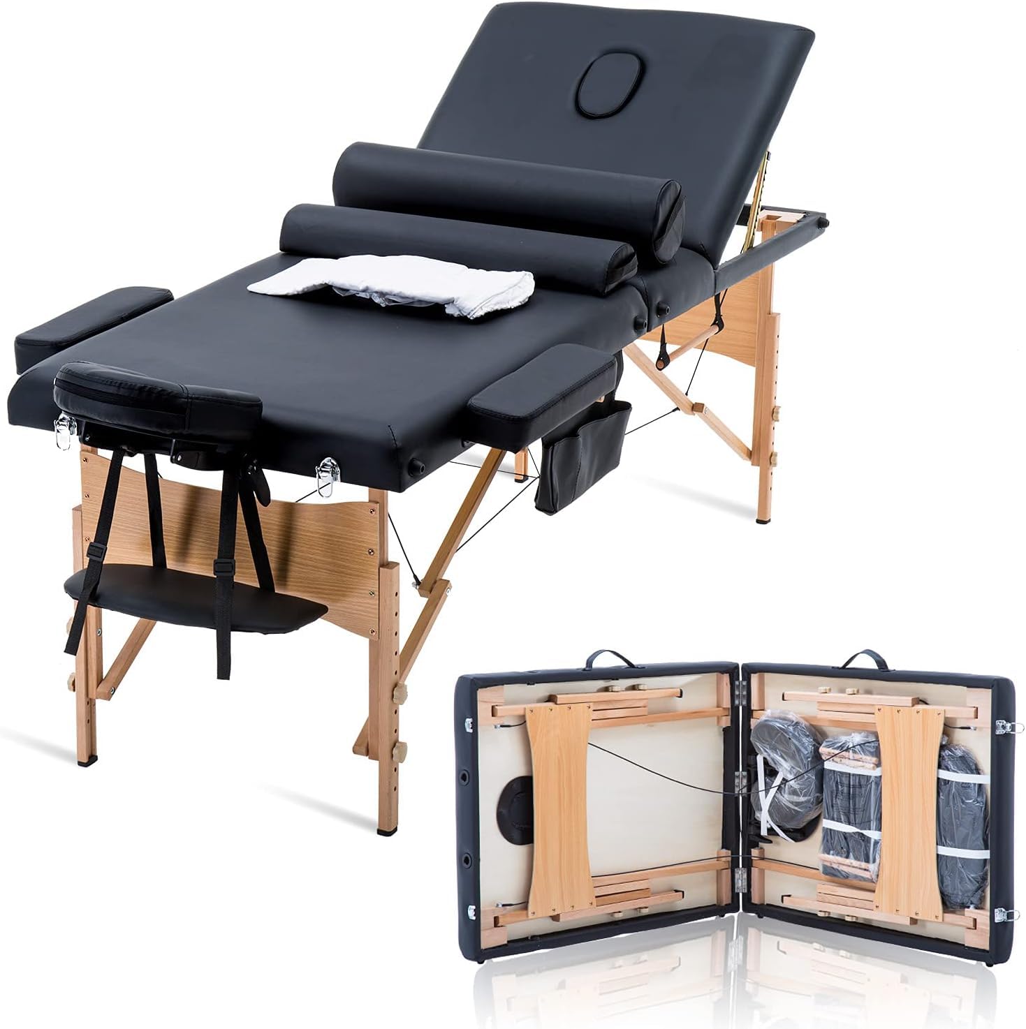 HCY Portable Massage Table,Folding Massage Bed 84 inch 3 Fold ...