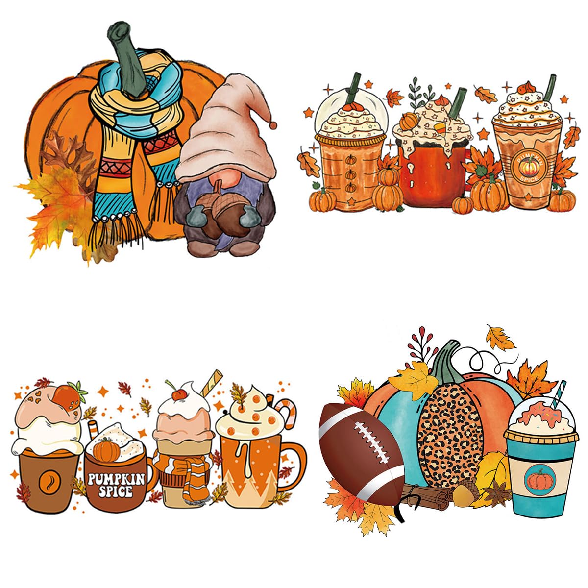Amazon.com: 4 Sheets Fall Iron on Transfers Iron on Patches Pumpkin ...