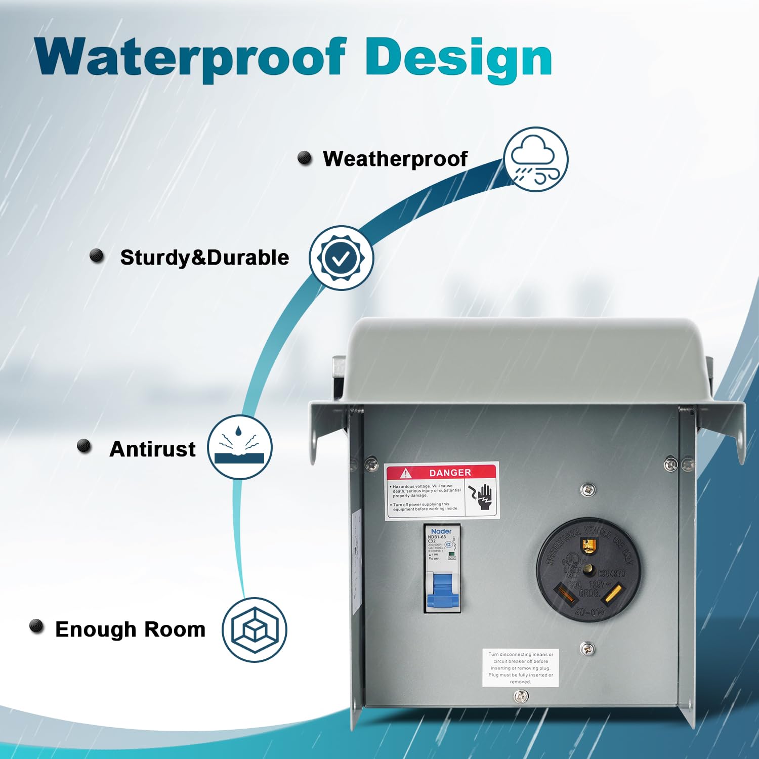 Snapklik.com : Kinchoix 30 Amp RV Power Outlet Box Temporary Power Outlet