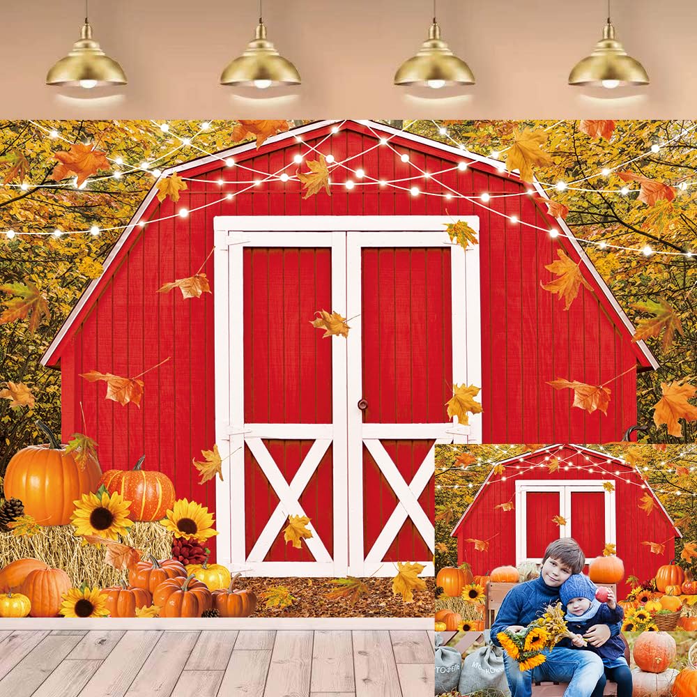 Amazon.com : Generic Fall Harvest Red Farm Backdrop Autumn Pumpkin ...