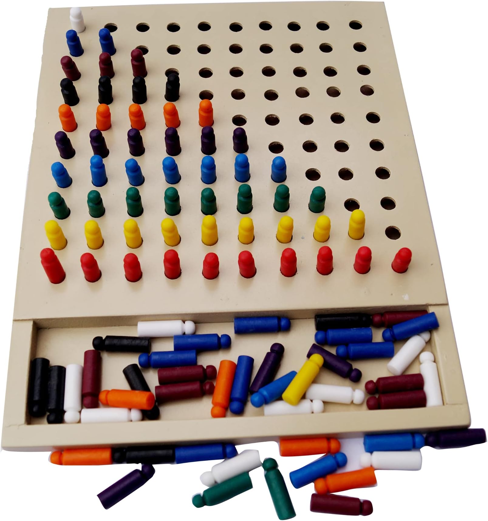 Buy ABC Kids World Wooden Peg Board with 100 Plastic Pegs | Educational ...