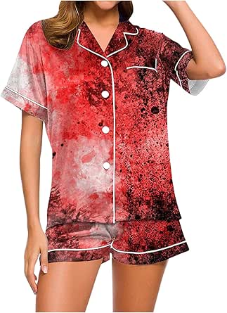 Amazon.co.jp: Women's Halloween Blood Pajamas, Shorts Set, Women's ...