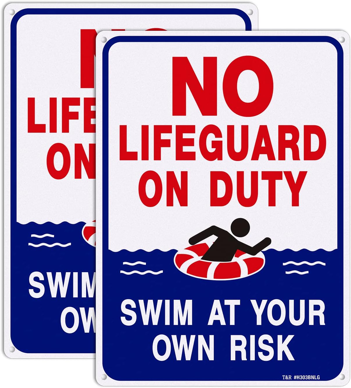 Amazon.com: Swimming Pool Sign, Warning No Lifeguard On Duty Sign, Pool ...