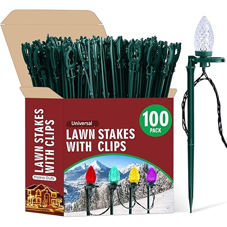 Amazon.com : 100 Pack Christmas Light Stakes 8.5"-10" for C7 and C9 ...