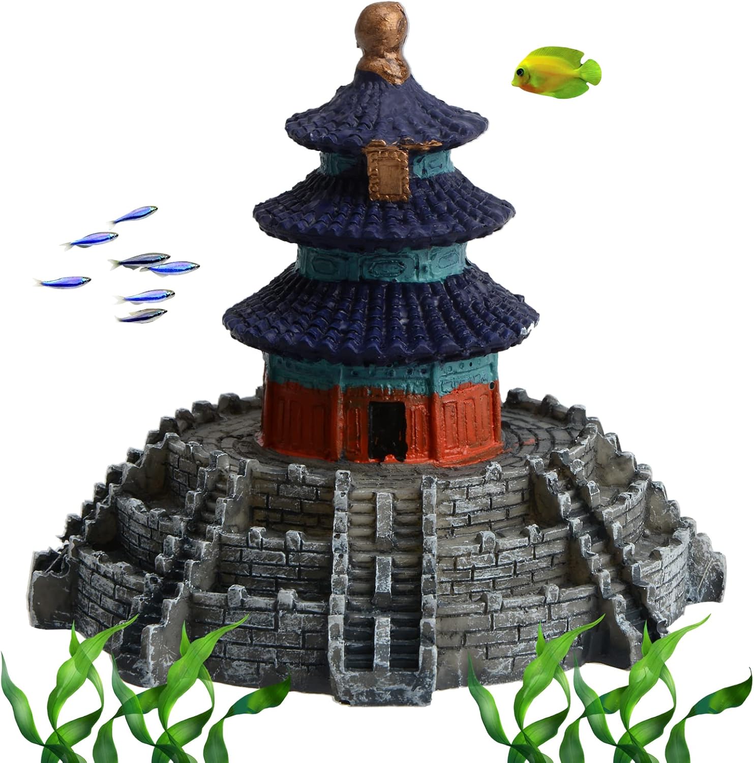 Amazon.com: Saim Aquarium Resin Ancient Temple Palace Ornament Fish ...