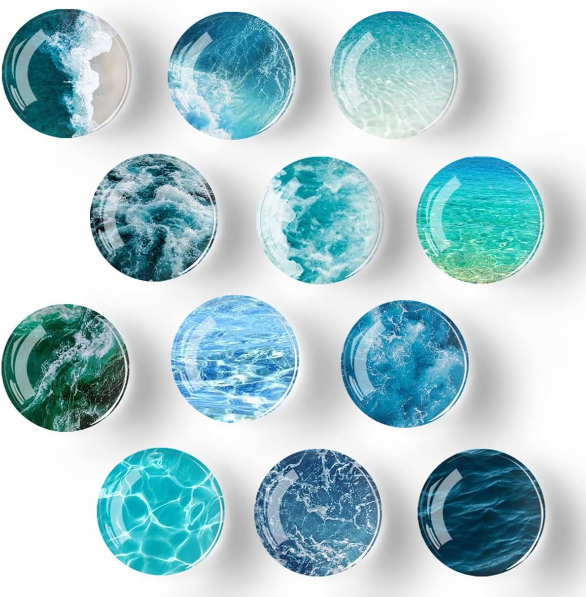 Amazon.com: 20 Pieces Glass Refrigerator Magnet Round Blue and White ...