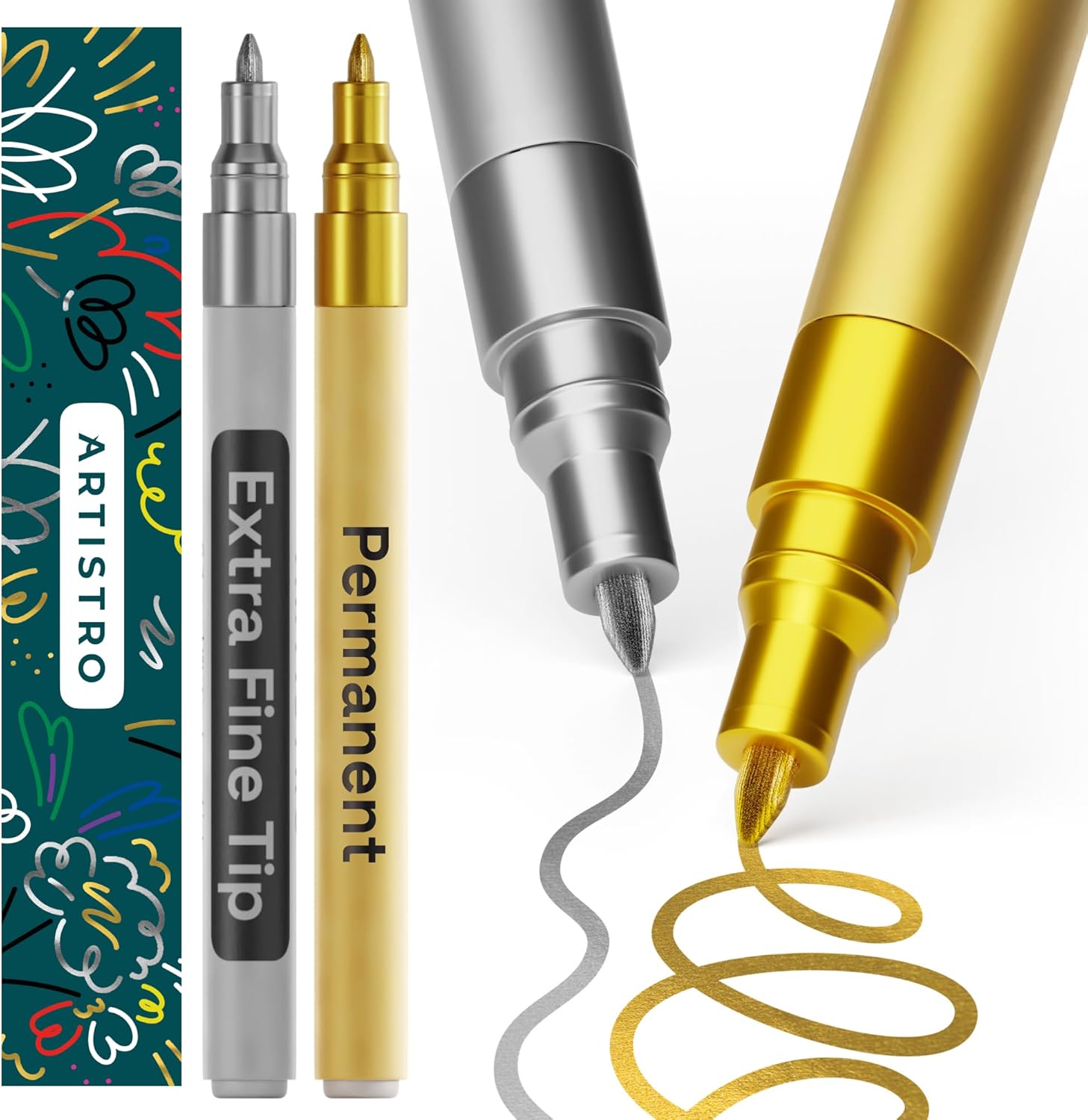 Amazon.com : ARTISTRO 2 Gold & Silver Permanent Marker - Waterproof ...