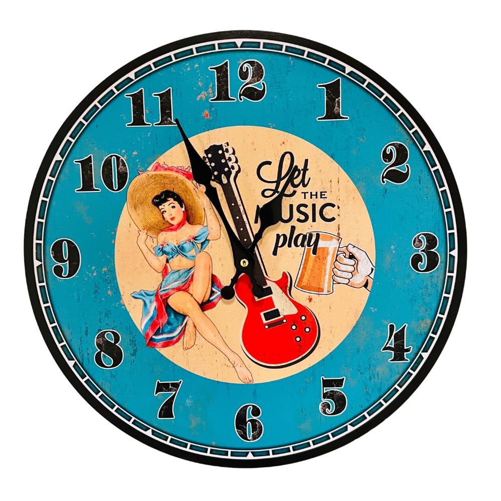 Amazon.com: 13-Inch Retro Music Wall Clock – ‘Let The Music Play ...