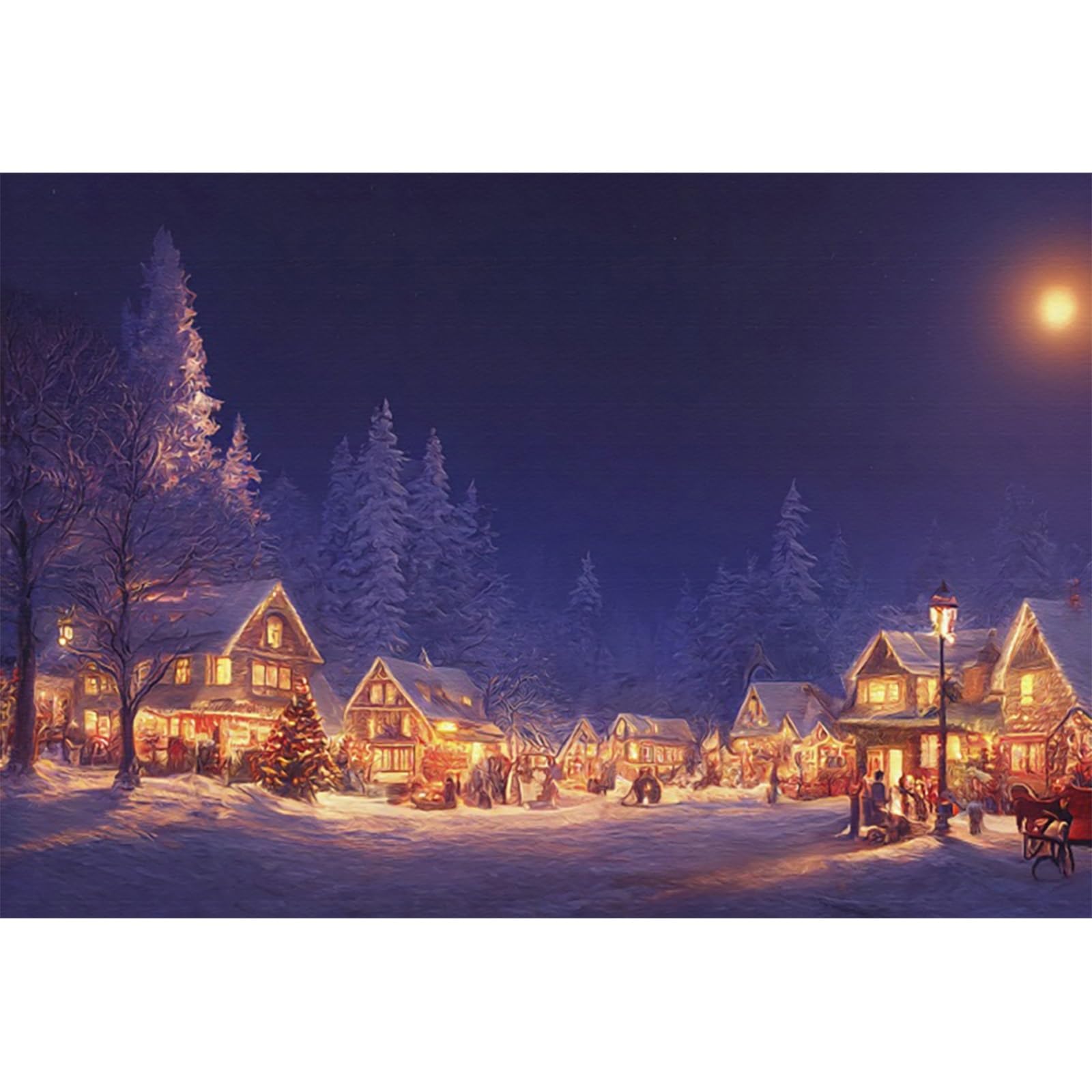 Amazon.com: Vie Savaran 7x5ft Christmas Village Backdrop Winter Rustic ...