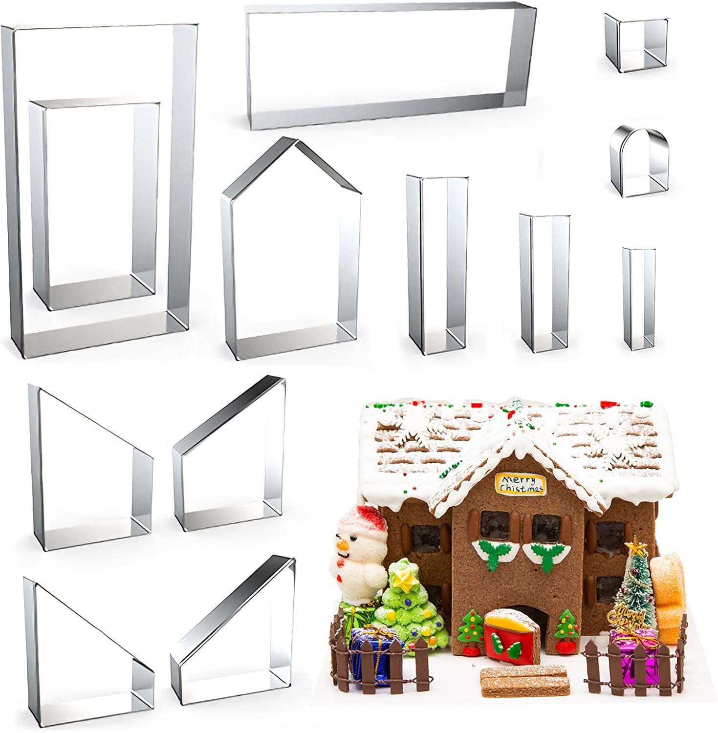 3D House Cookie Cutters Set Shapes - 13 Piece Xzhloym Gingerbread House ...
