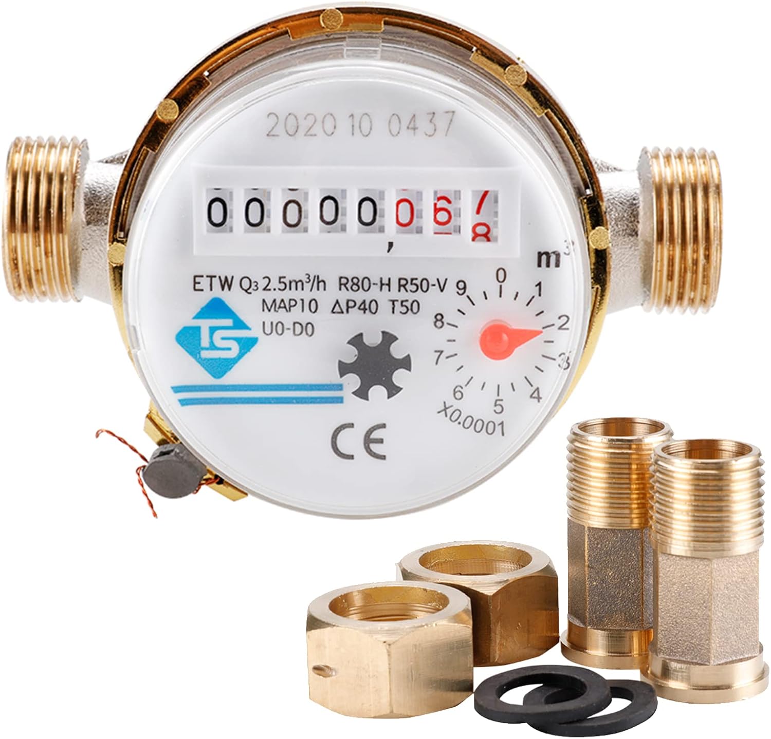 Amazon.com: VLIZO 15mm 1/2 inch Cold Water Meter Read of Cubic Flow ...