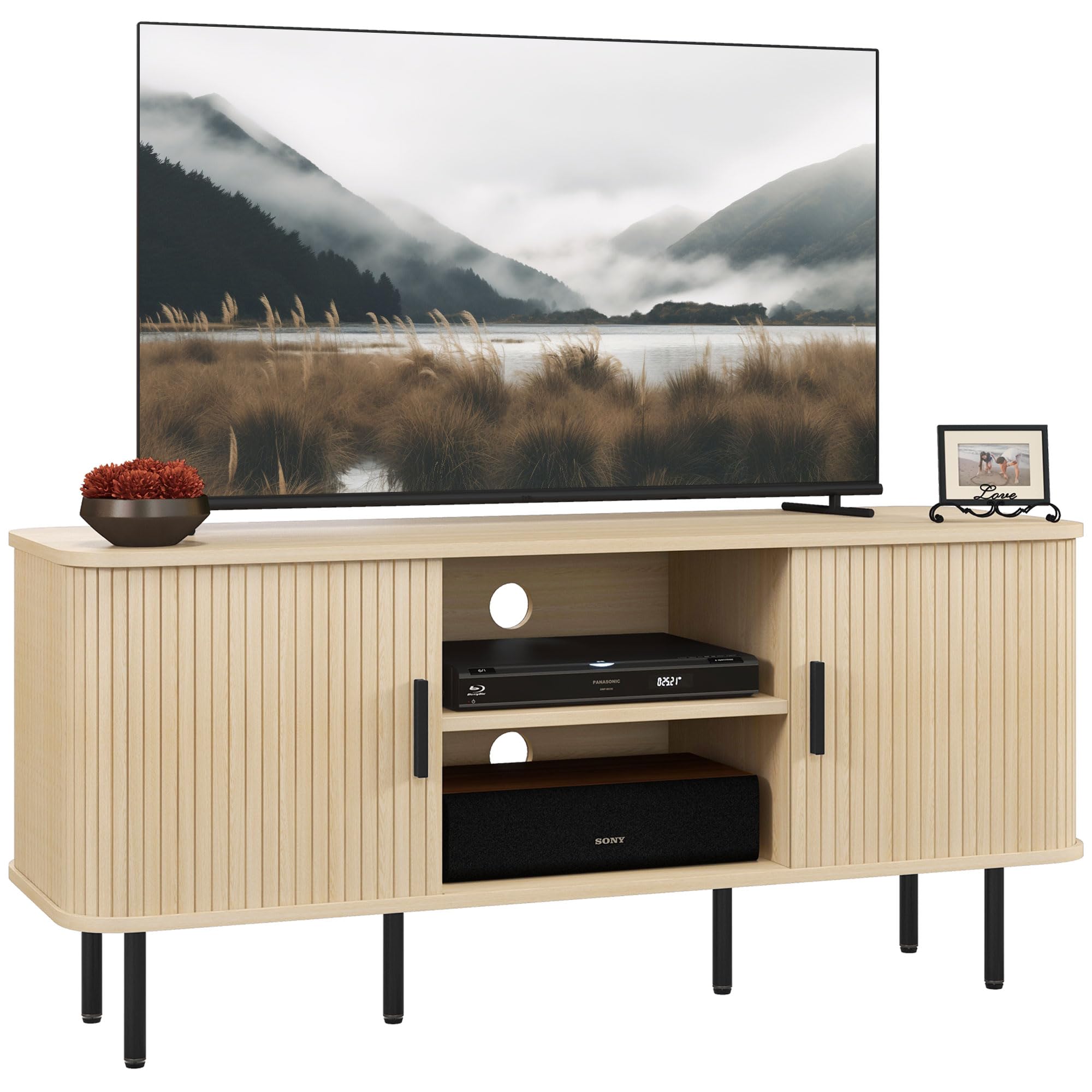 HOMCOM Support de table TV pour téléviseurs jusqu'à 55 pouces, meuble ...