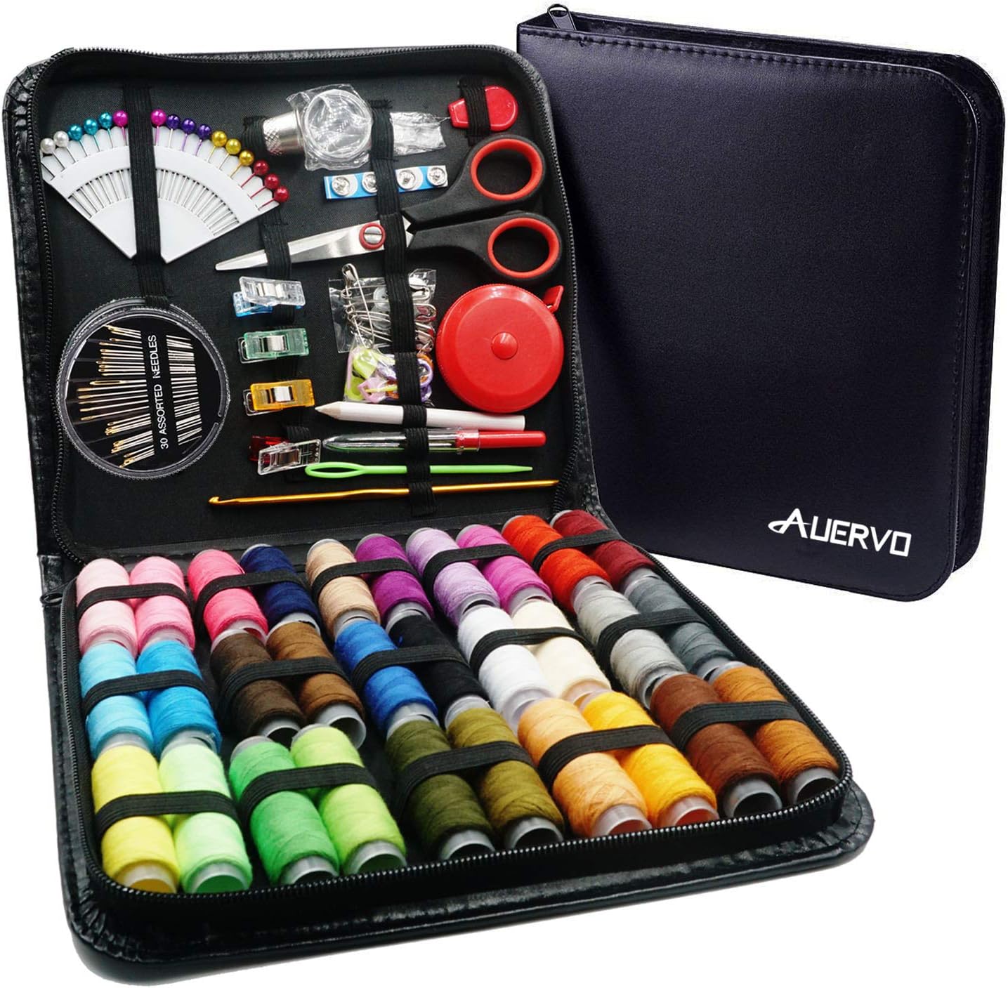 Sewing Kit,AUERVO 116 Premium Sewing Supplies with PU Case, 30 XL ...
