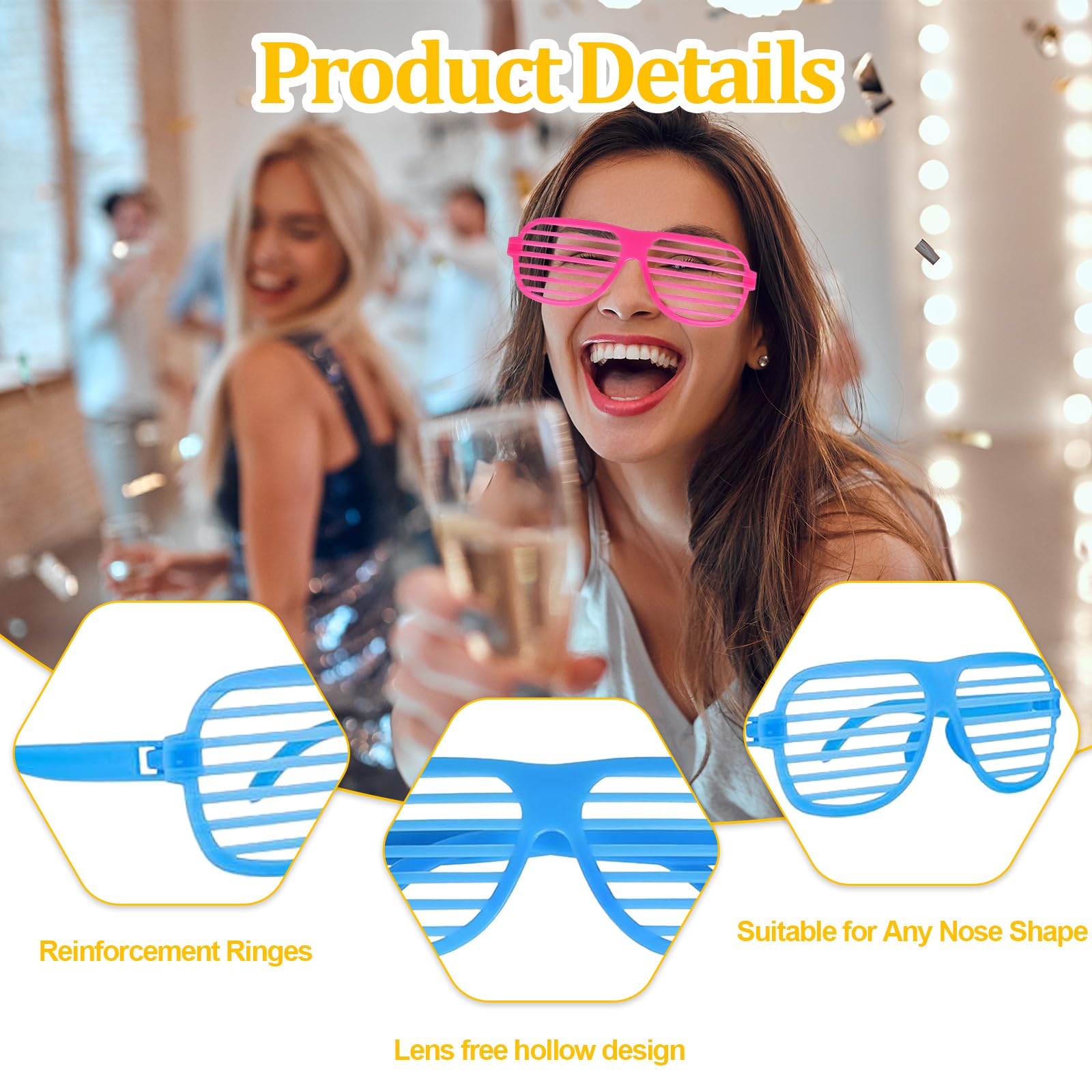 BOZILY 20pcs Neon Shutter Shades Sunglasses,5 Differents Color Disco ...